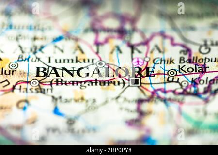 Bangalore India, on atlas world map Stock Photo - Alamy