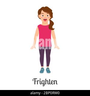 Cartoon face vector icon, frightened worry emoji, scared facial ...