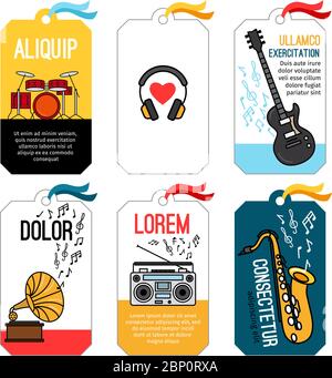Rock and roll music vector labels. Vintage heavy metal emblems isolated ...
