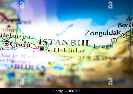Istanbul Turkey, on atlas world map Stock Photo - Alamy