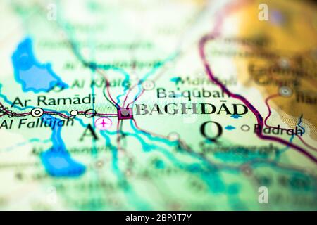 Baghdad on a geographical map Stock Photo - Alamy