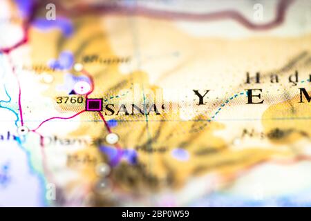 Yemen Political Map with capital Sanaa, national borders and most Stock ...