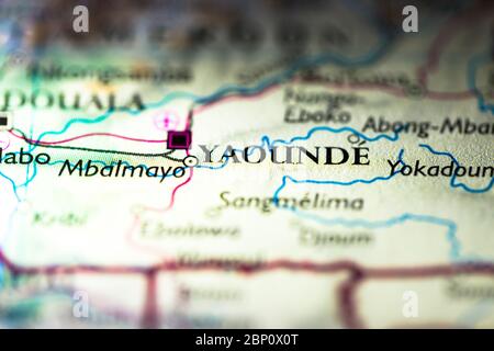 Geographic map of Cameroon with capital city Yaounde Stock Photo - Alamy