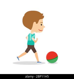 Boy playing with red ball illustration Stock Vector Image & Art - Alamy