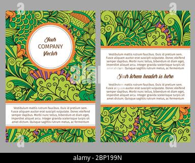 Brouchure design template for company with leaves and swirls in light ...