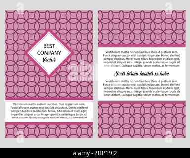 Brouchure design template for company with outline swirls in red colors ...
