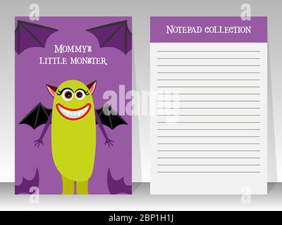 Cute doodle monster greeting and invitation card. Funny colorful ...