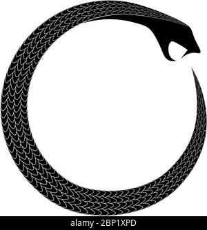 occult ancient coiled black snake with text 'serpent' and lorem ipsum ...