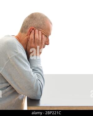 Facial expression of depressed and tired man. Face of melancholy and ...