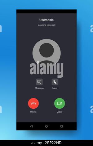 Video call screen template with buttons. Video call interface. Vector ...