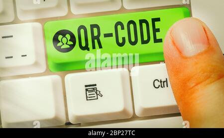 Writing note showing Qr Code. Business concept for the trademark for a ...