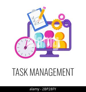 Task management Infographics Pictogram. Flat vector illustration Stock ...