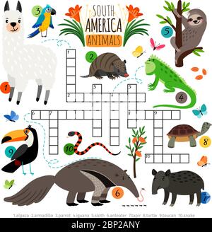 Educational Cartoon Illustration of South American Animals and World ...
