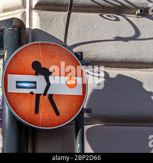 Modified one-way-sign in Rome, Italy Stock Photo - Alamy