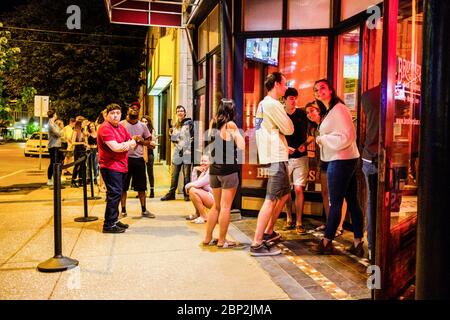 People outside a bar on a Saturday night in Nottingham city centre ...