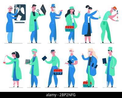Hospital staff. Clinic workers, pharmacist, nurse in uniform and ...