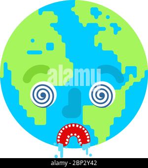 Mad planet earth cartoon illustration isolated on white Stock Vector ...