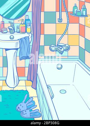 Bathtub in the bathroom illustration Stock Vector Image & Art - Alamy
