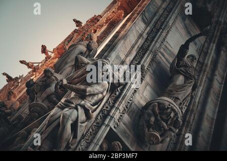 Milan Cathedral closeup with beautiful pattern and sculpture in Italy ...