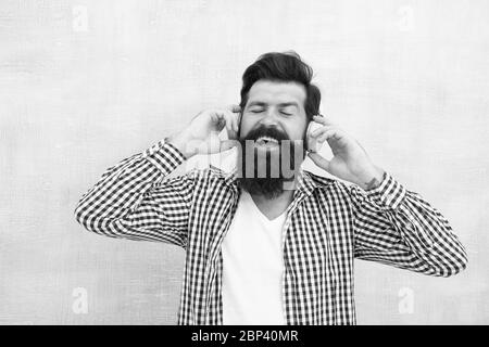music relax inspired man stereo sound calm Stock Photo - Alamy