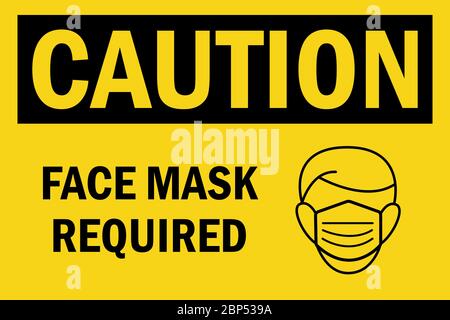 Warning sign - face mask required, wear medical mask information poster ...