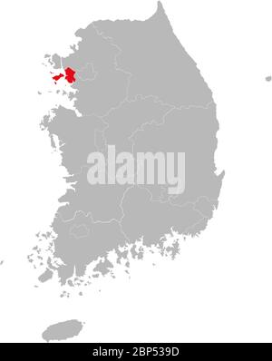 Detailed vector map poster of Incheon city administrative area. Skyline ...