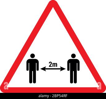 Keep your distance 2 meter. Caution sign. Yellow background. Perfect ...