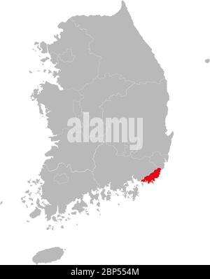 Busan map. Detailed vector map of Busan city administrative area ...