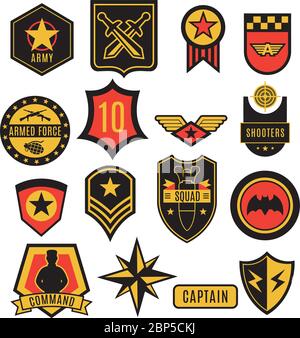 Military badges emblem and army patches typography. Military embroidery ...