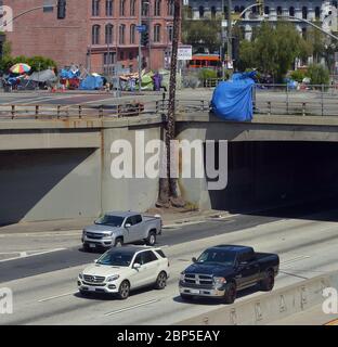 Homeless Encampment, Under Freeway Overpass, East Village, San Diego ...