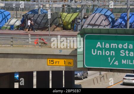 Homeless Encampment, Under Freeway Overpass, East Village, San Diego ...