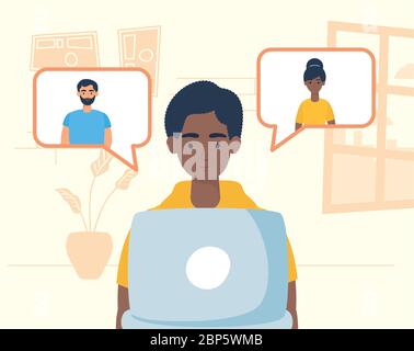 afro man using laptop character Stock Vector Image & Art - Alamy