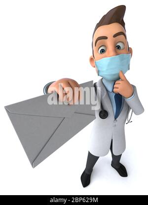 Fun cartoon doctor character with a mask Stock Photo - Alamy