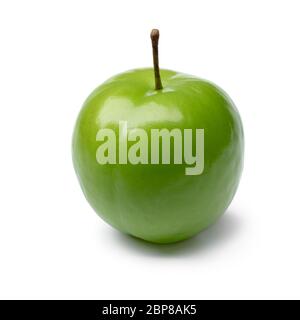 Single whole fresh green Can Erik plum and cherry close up isolated on ...