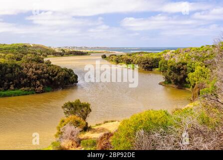 Mouth of the Irwin River, Dongara, WA, Australia, Oceania Stock Photo ...