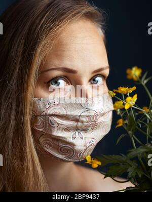 Beautiful Girl Wearing Medical Mask During Coronavirus COVID-19 ...