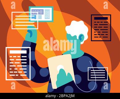 young men using technological gadgets vector illustration design Stock ...