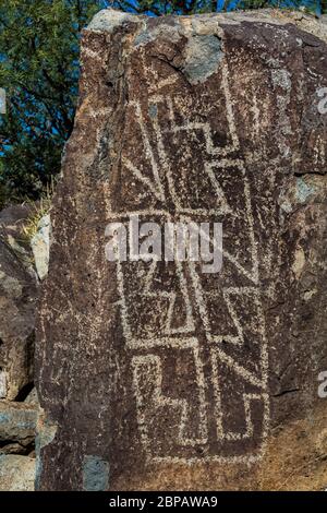 Exquisite example of rock art incorporating a geometric design, created ...