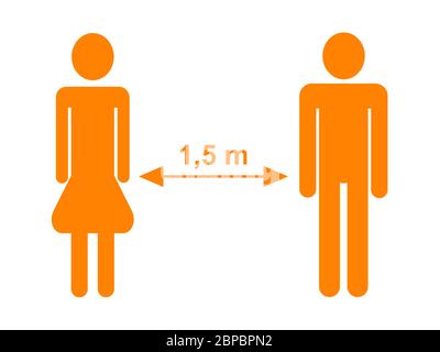 Safety distance between people, symbolic representation in an ...