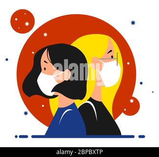 girls in medical masks and people in medical masks Stock Vector Image ...