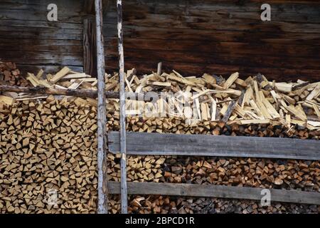 Holz, Scheiter, Holzscheiter, gestapelt, Brennholz, Vorrat, Spaltholz ...