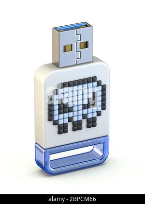 Skull sign on vertical USB memory stick 3D Stock Photo - Alamy