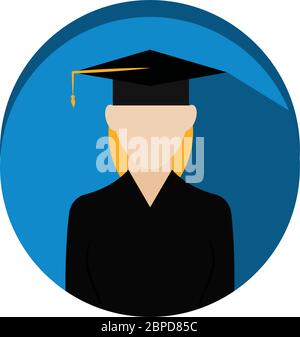 E Learning Icon. Graduate student symbol on Mobile screen. Flat style ...