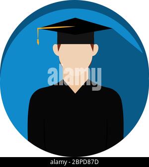 E Learning Icon. Graduate student symbol on Mobile screen. Flat style ...