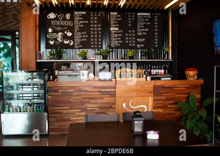 MUKDAHAN, THAILAND - OCTOBER 2 : Interior decoration furniture of cafe ...