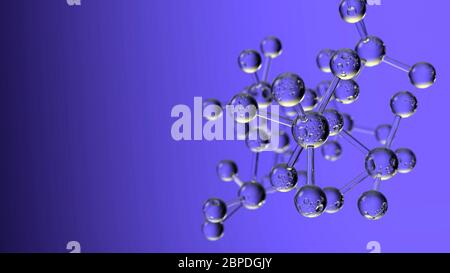 Blue transparent molecule model over blue 3d Render Stock Photo - Alamy