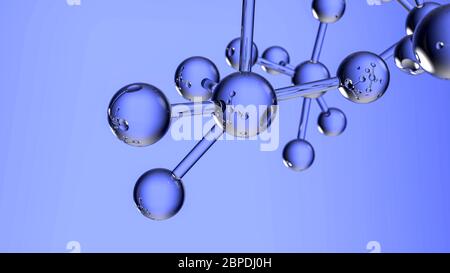 Blue transparent molecule model over blue 3d Render Stock Photo - Alamy