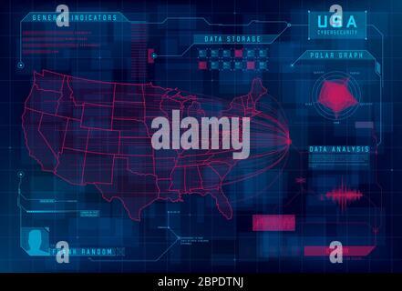 Red futuristic HUD or UI elements. Sci-fi user interface text boxes ...