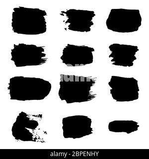 Black patch graphic color brush strokes effect on white background ...