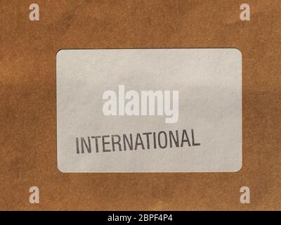 International label on air mail letter Stock Photo - Alamy